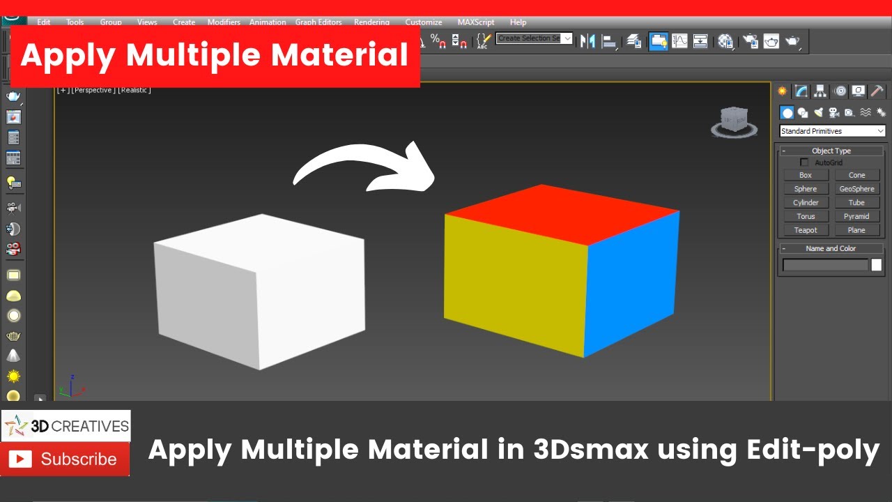 Apply multiple materials in 3ds max using edit-poly//3DCreatives - YouTube
