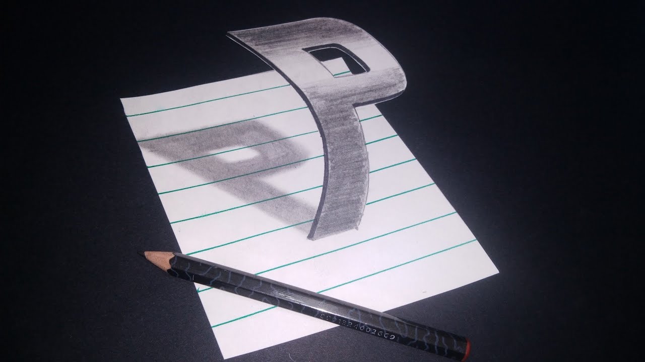 Very Easy || 3D Drawing Letter “P” On Paper - YouTube