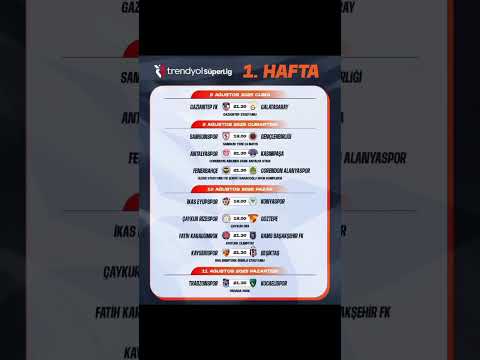 Trendyol Süper Lig 2025-2026 Sezonu 1.Haftanın Fikstürü #süperli̇g #futbolsaati #keşfet #fyp