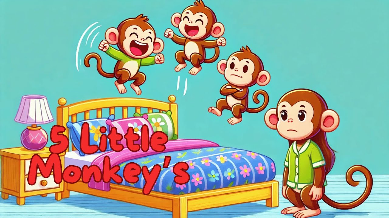 5 Little Monkeys Jumping on the Bed - A Story About Sharing - YouTube