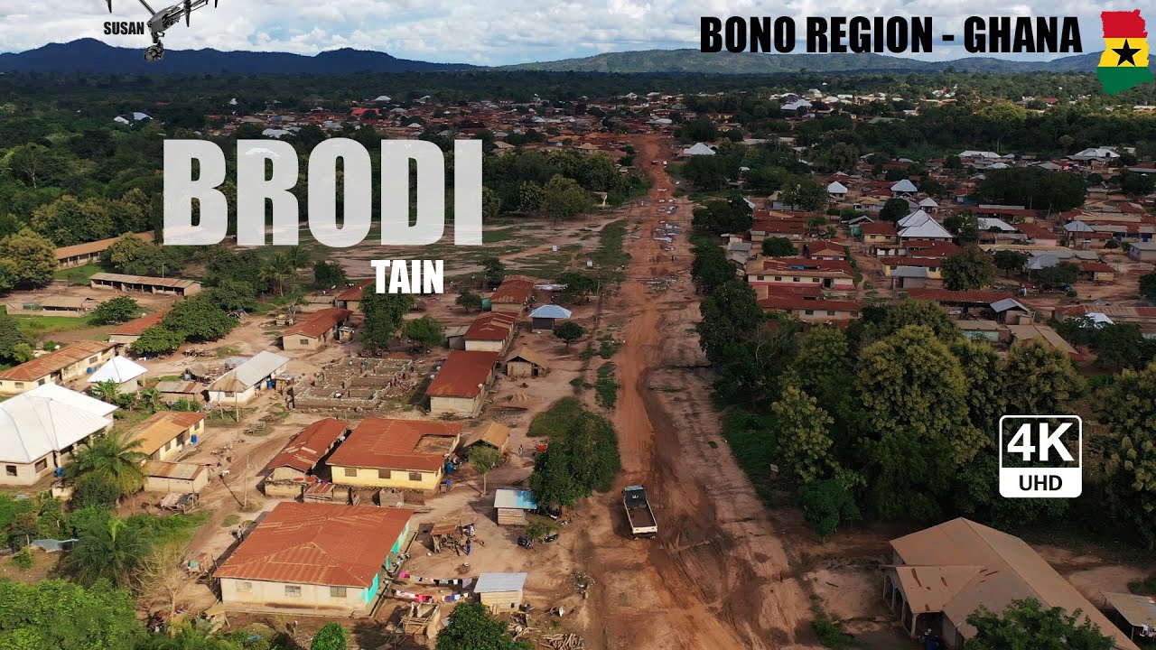 Brodi Tain Aerial View in the Bono Region of Ghana 4K - YouTube