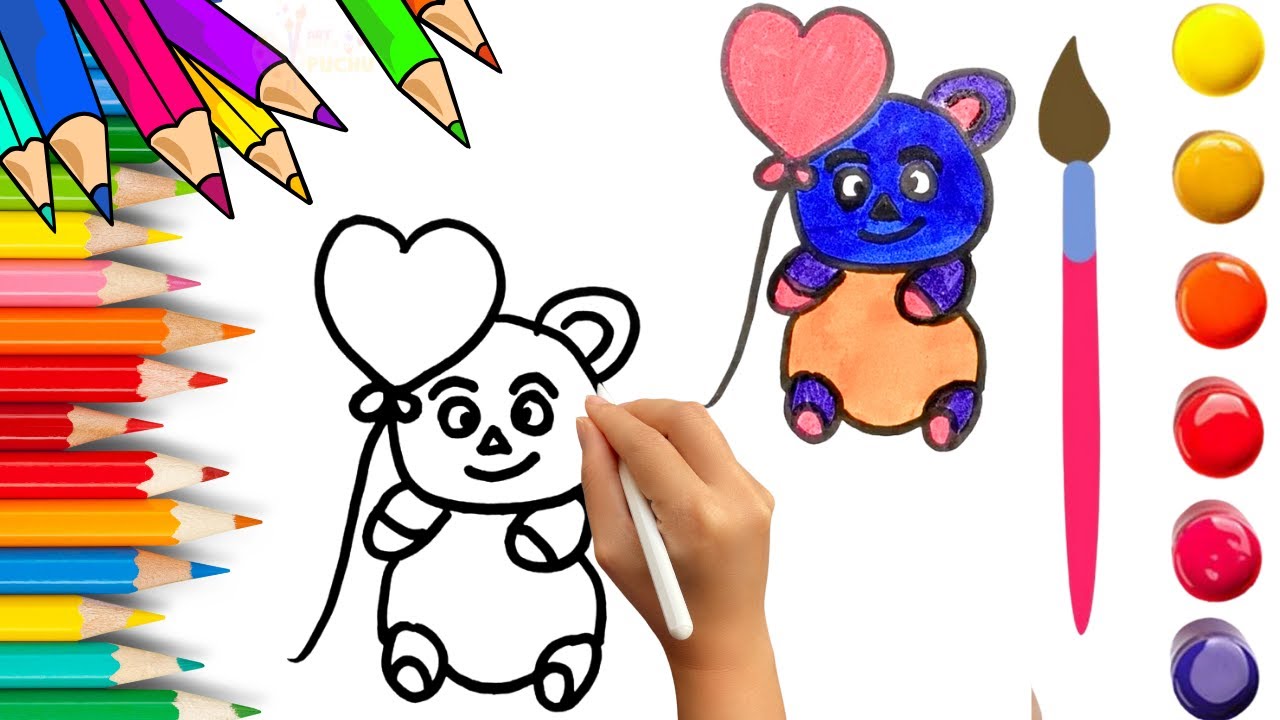 How To Draw cute Panda Drawing, Painting & Coloring For Kids and ...