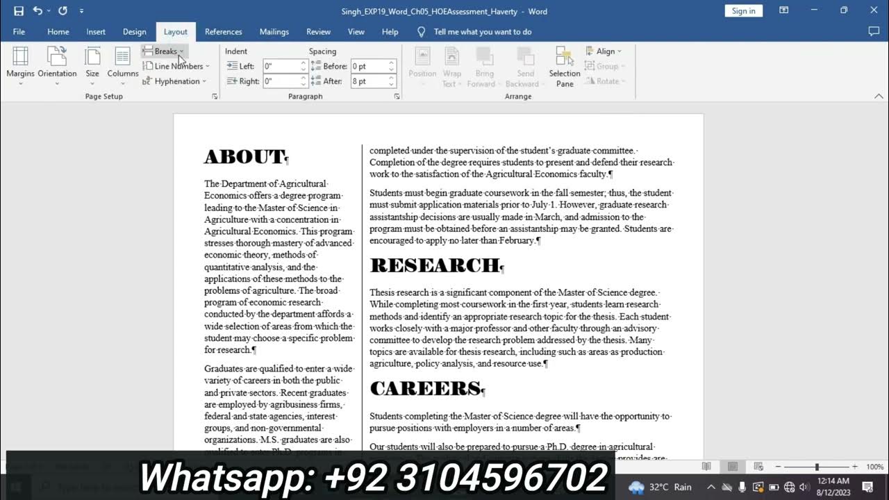 Exp19_Word_Ch05_HOEAssessment_Haverty/WORD 2019-Word CH 5 HOEAssessment_Haverty @pearson999 ...