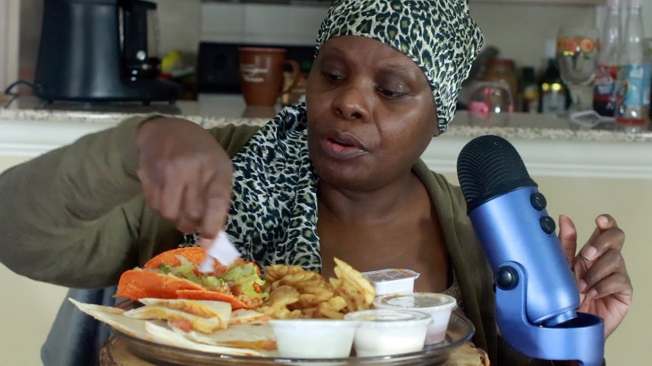 Cheese Quesadilla Chick Fila Fries ASMR Eating Sounds - YouTube