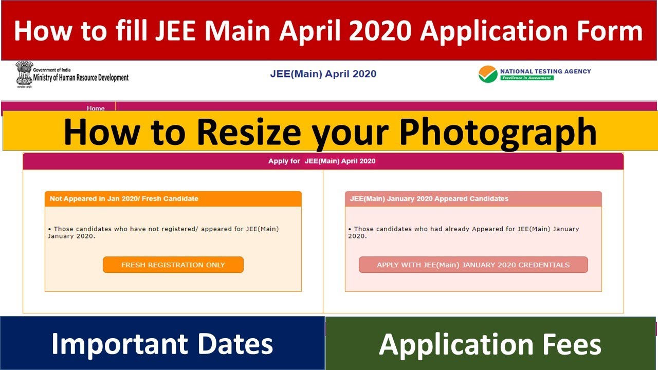How to fill JEE Main April 2020 Application Form |Fees |Documents ...