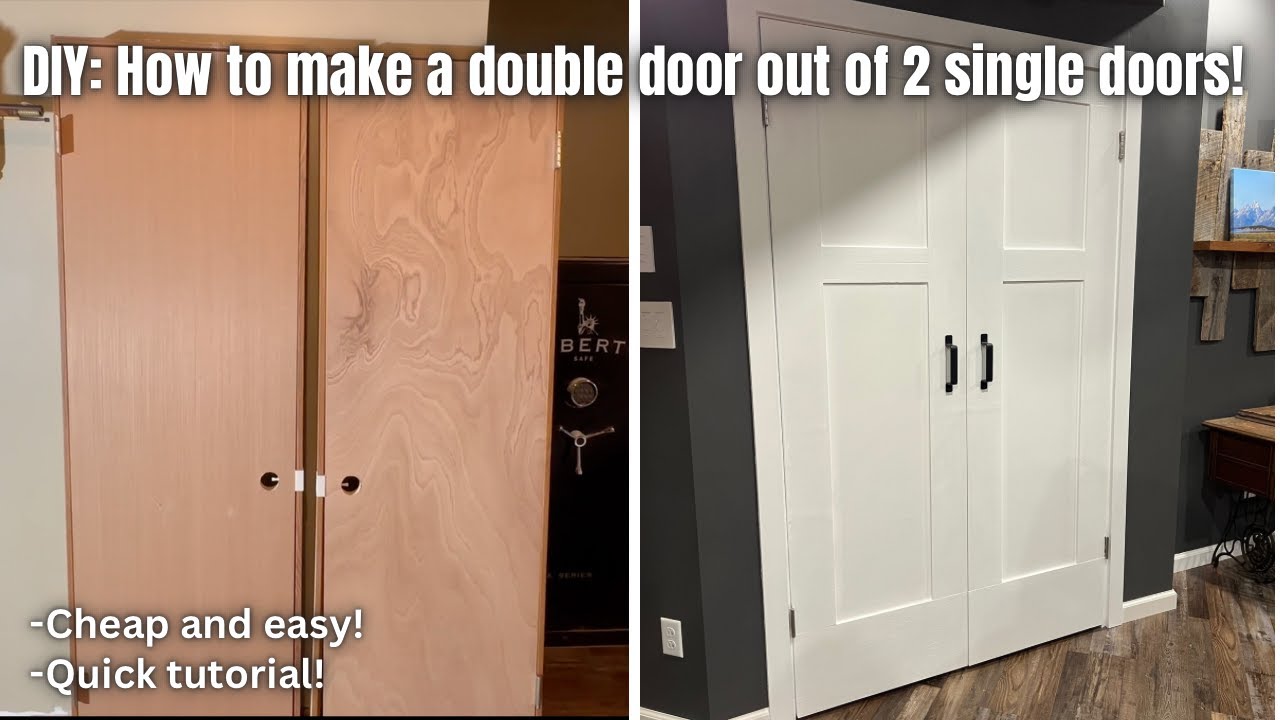 Finishing Basement #28: How to make a double door out of 2 single doors ...