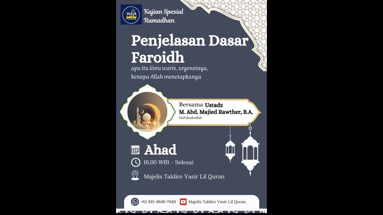 [LIVE] PENJELASAN DASAR FAROIDH - Ust.M.Abd.Majied.Rawther.BA - YouTube