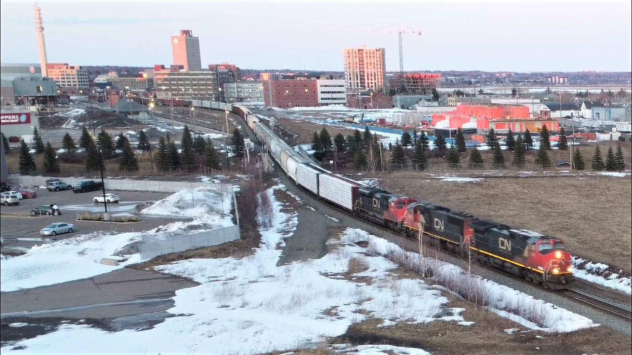 Nice Aerial 4K View! Very Long Manifest Train CN 507 Rolling thru ...