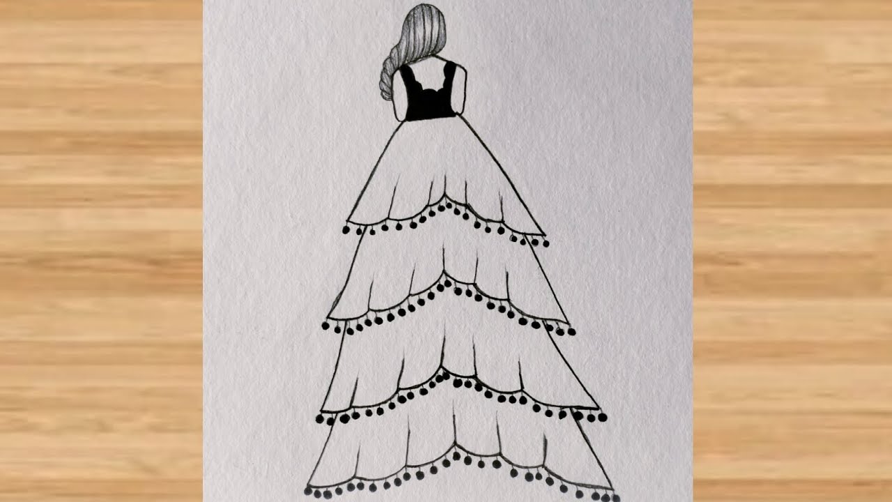 Sundar Chitra Kaise Banate Hain | Beautiful Girl Dress Drawing | Pencil ...