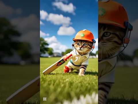 Cat Become a Cricketer | dudi dudi dum dum kitten 🍼😺 | #aicat #shorts #cat #AI