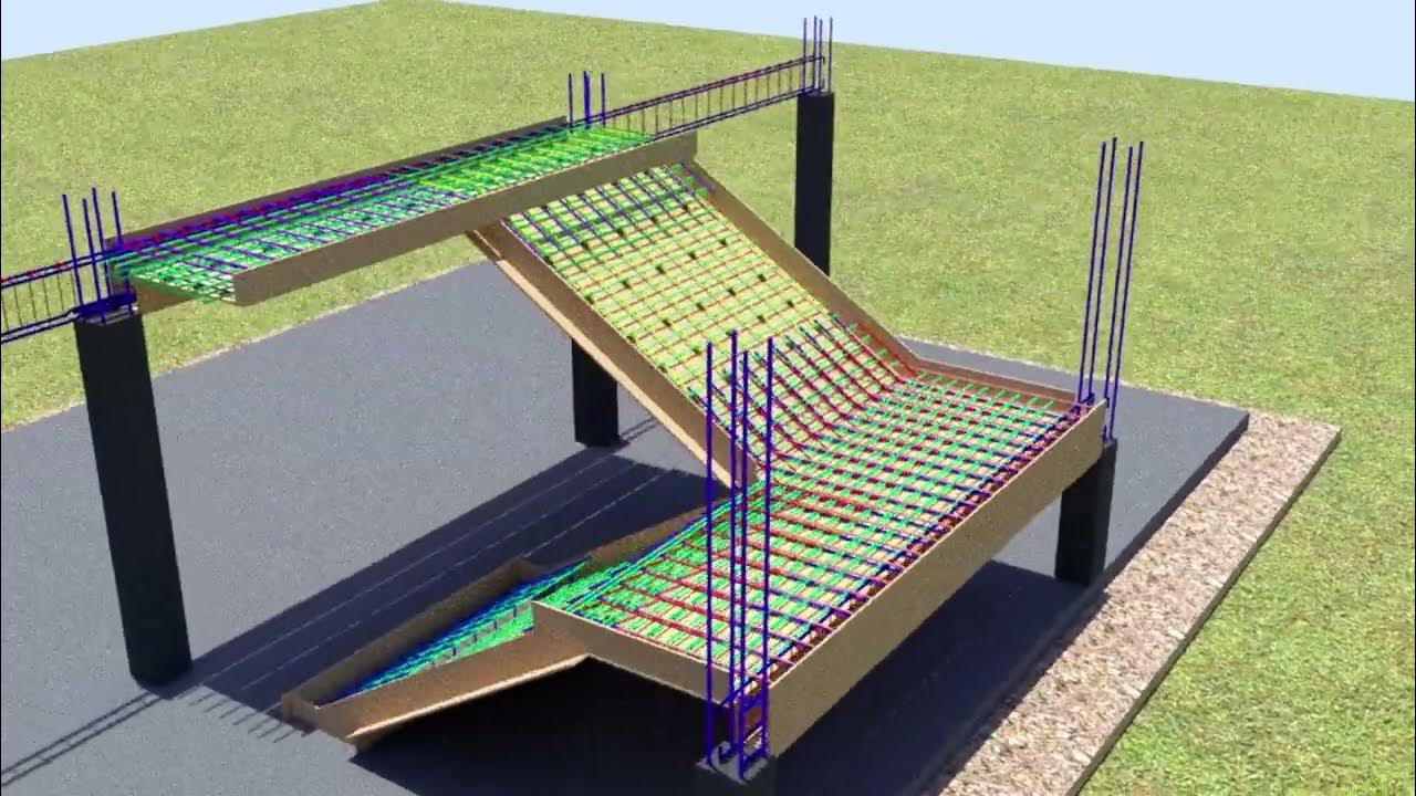 How to construct a reinforced concrete staircase.(Animation) - YouTube