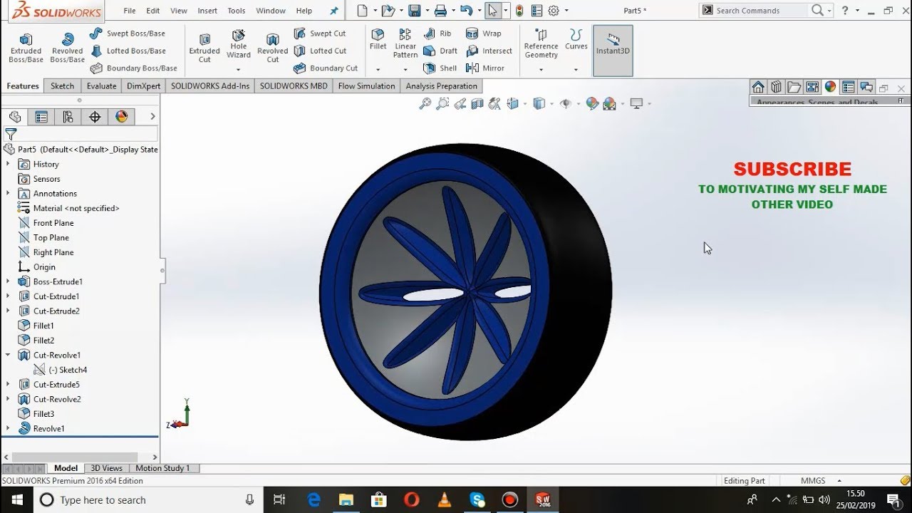How To Design Car Wheel With Tire Using SolidWorks Software - YouTube