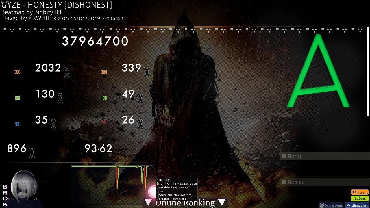 osu! | GYZE - HONESTY [DISHONEST] - 93.62% - 26 miss - YouTube