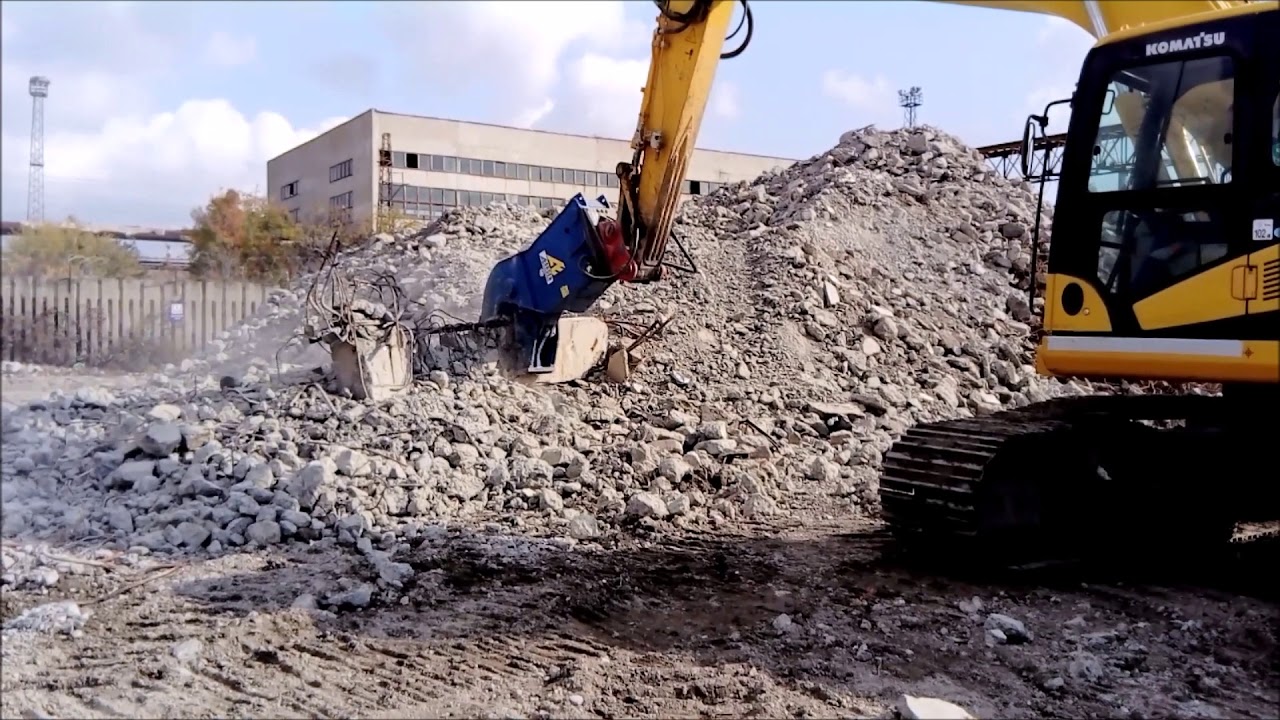 Рециклиране на строителни отпадъци - concrete + rebar recycling - YouTube