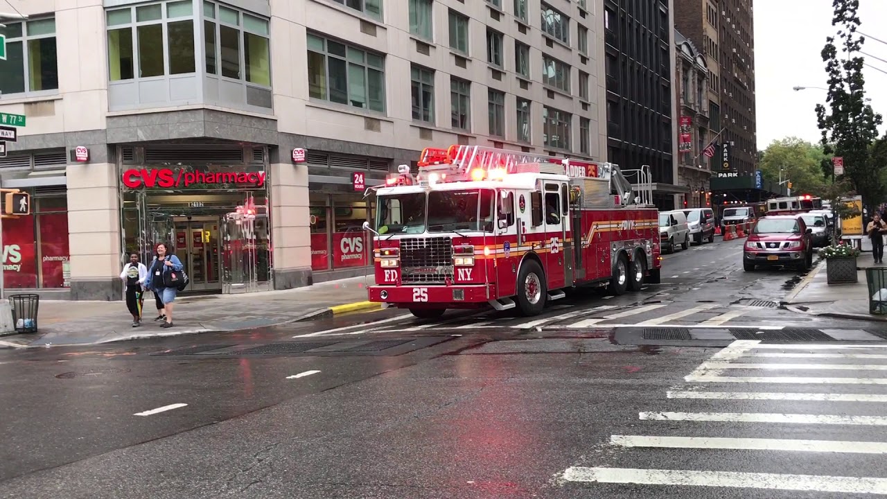 BRAND NEW FDNY LADDER 25 RESPONDING ON BROADWAY ON THE WEST SIDE OF ...