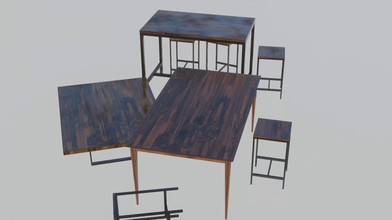 Various Wooden Tables 3d models made in Blender - YouTube