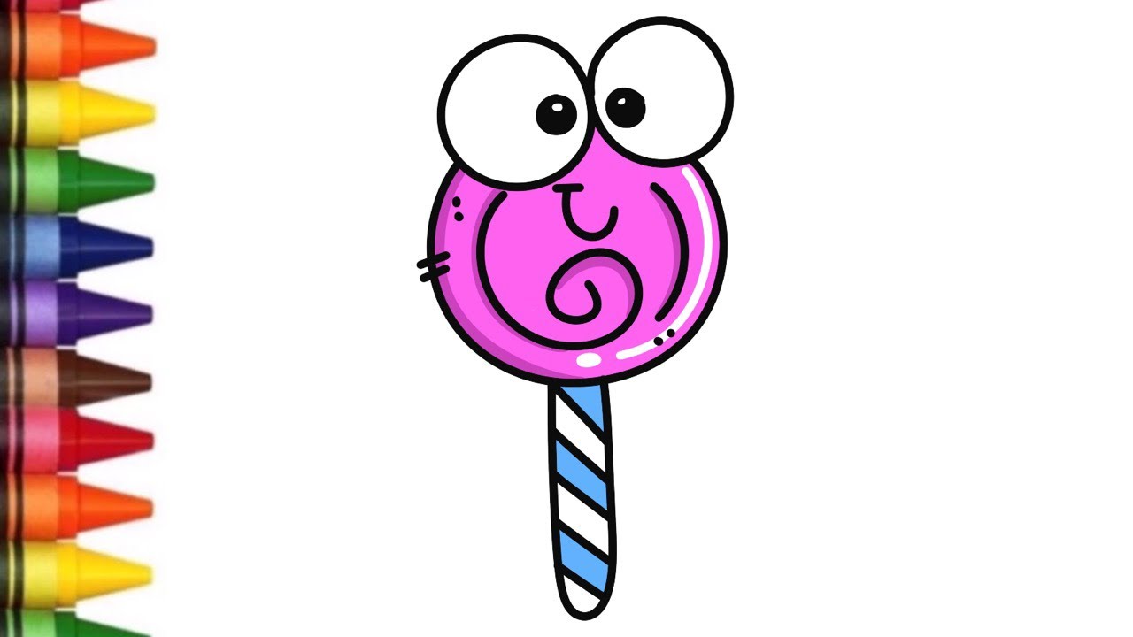 How to Draw a Cute Lollipop cartoon for Kids | Cute Little Drawings ...