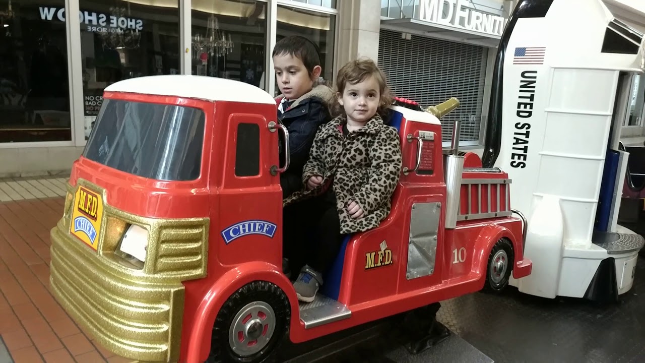 Ride on fire truck in security square mall - YouTube