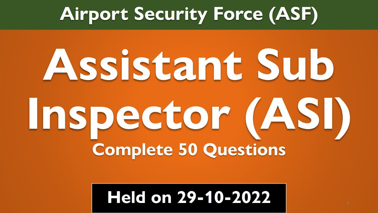 ASI ASF Test Today | 29-10-2022 | ASF Past Papers 2022 | ASF Jobs 2022 ...