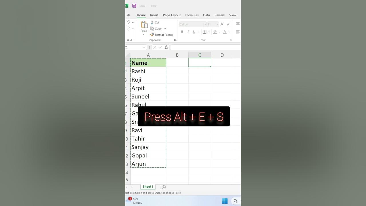 Excel Tricks And Tips || Excel Shorts Video || #Shorts Excel Shortcut Keys - YouTube