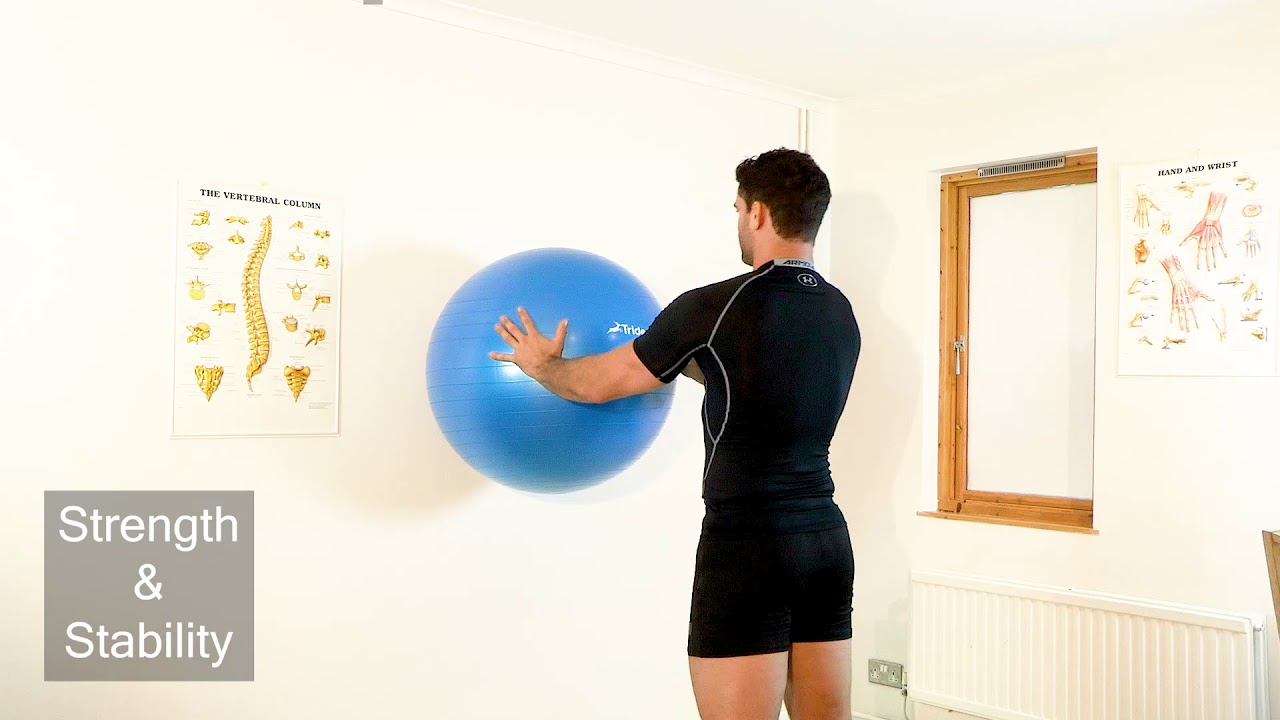 Press-ups, standing against wall using ball (37) - YouTube