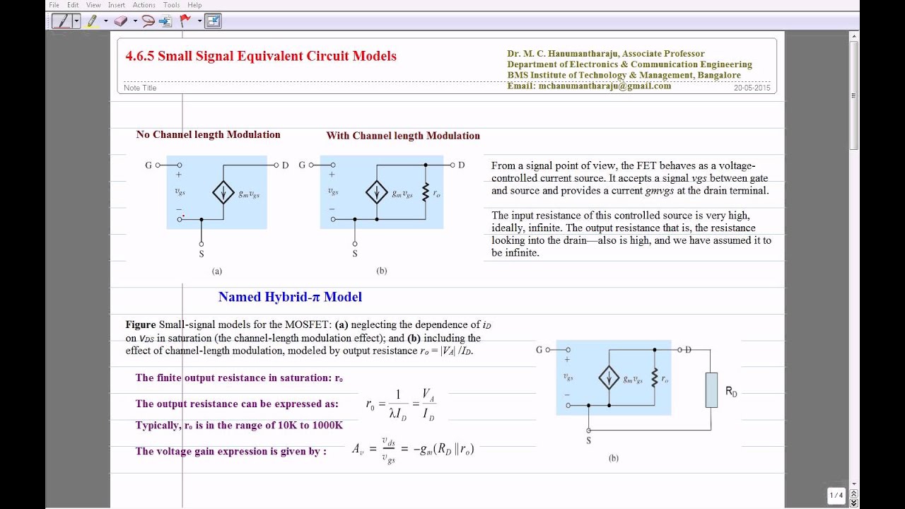 Lecture 28 Small Signal Equivalent Circuit Models - YouTube