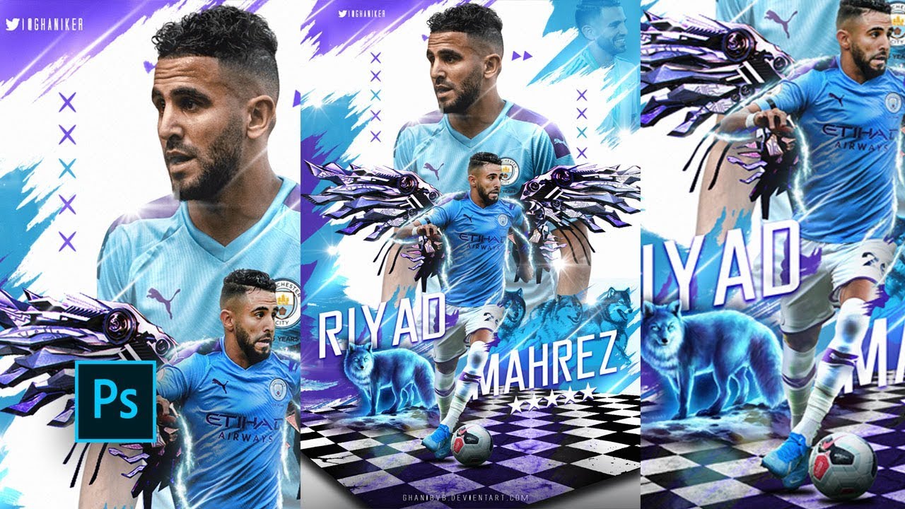Photoshop | Riyad Mahrez Poster 2019/20 ( Man city) Speed art - YouTube