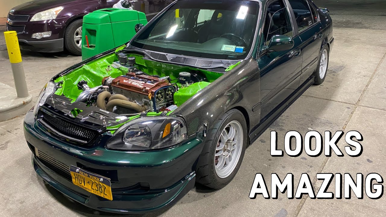 600 hp Turbo civic is back with new motor and insane engine bay! - YouTube