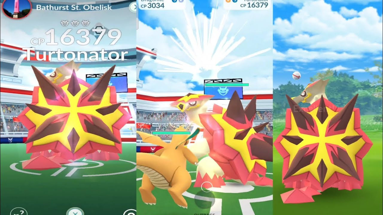 Turtonator in pokemon go 3 star raid - YouTube