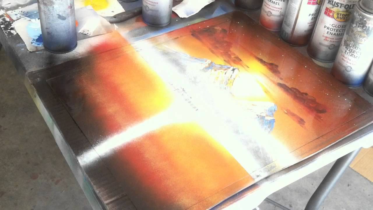 spray painting sunset mountains - YouTube