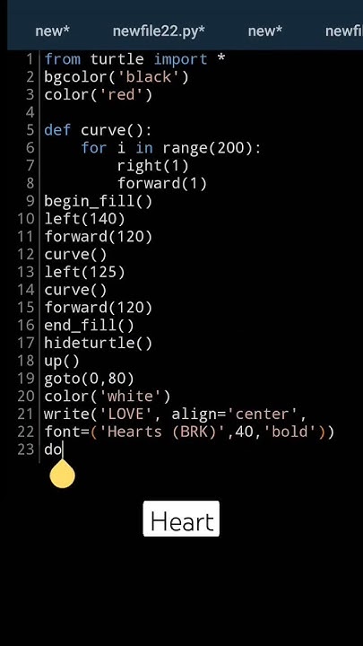 Heart In Python Python Turtle 🤪 Python Coding Status 😍😜 Shorts Programming Turtle Python