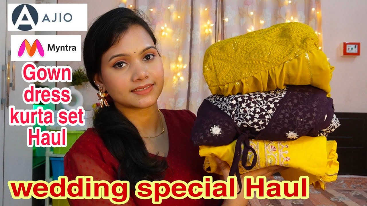 💕Ajio/Myntra wedding special Dress/gown/ kurta set Haul💕Myntra end of ...
