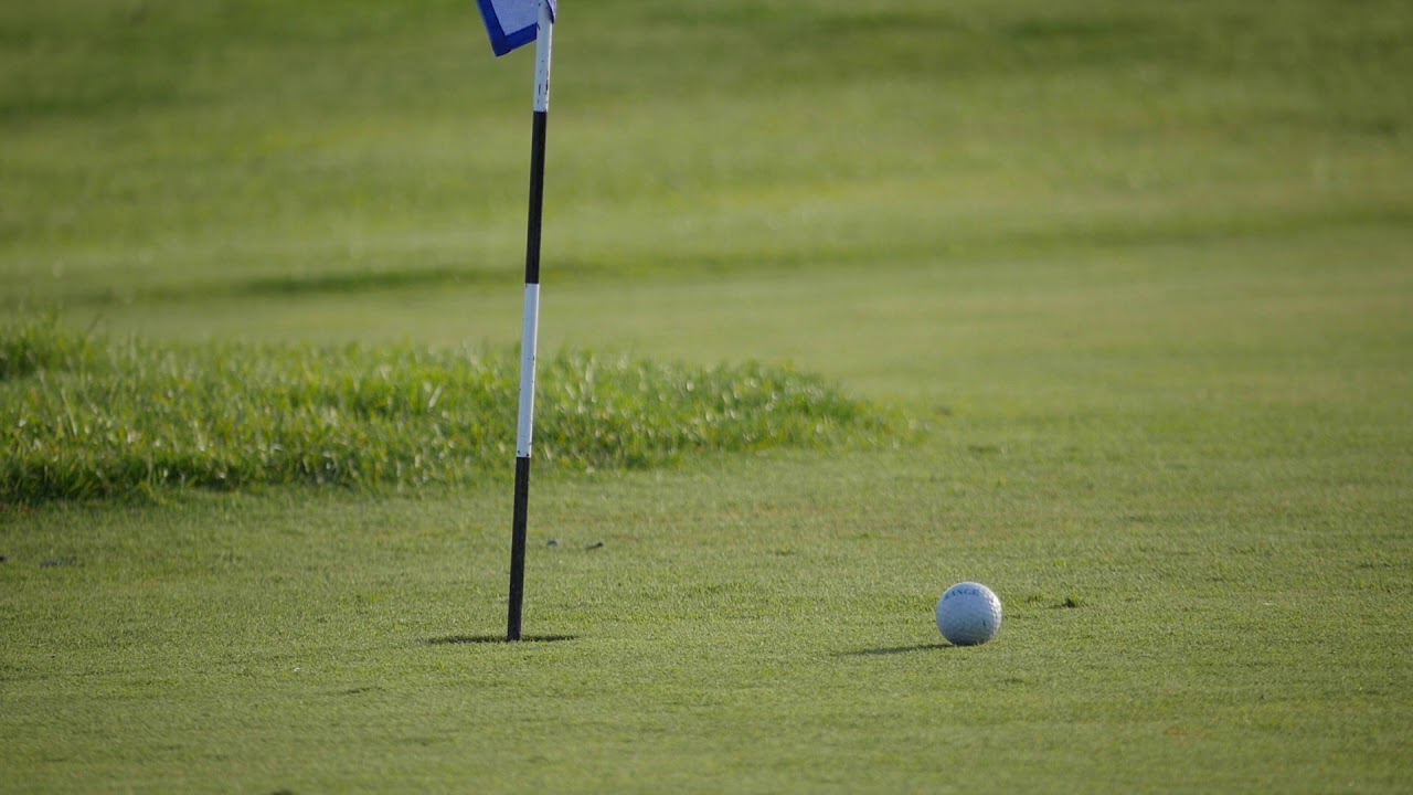 A missed golf shot. A ball stops near the hole. Free HD video footage ...