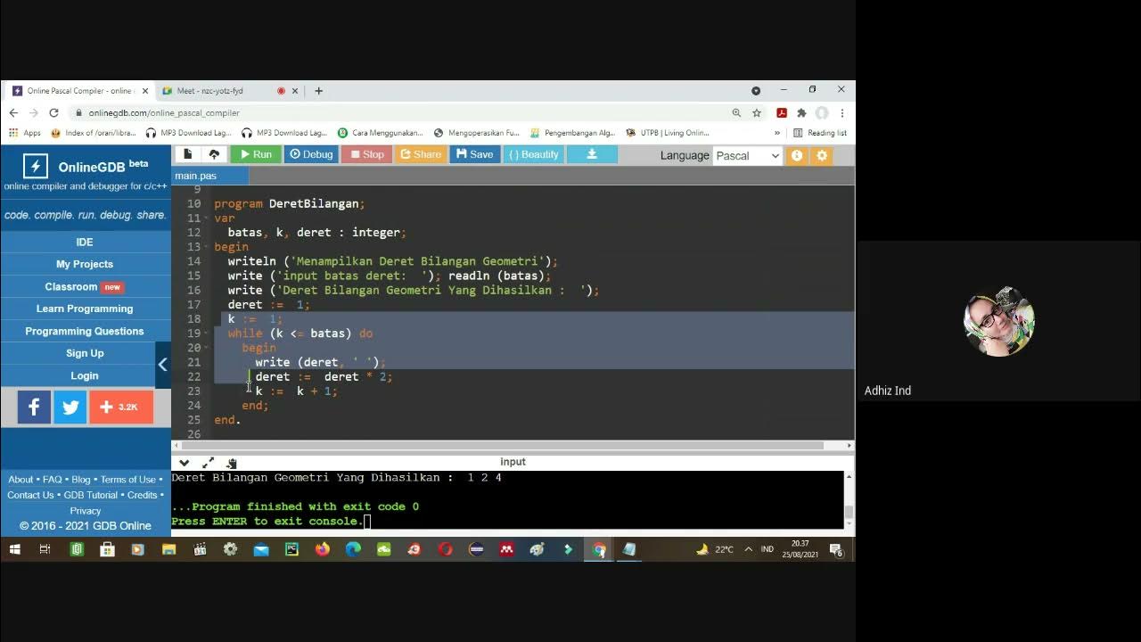 Kode Program Untuk Menampilkan Deret Geometri Pada Pemrograman Pascal Dengan Struktur Looping ...