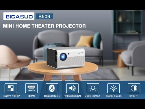 Mini Projector, BIGASUO 2021 Native 1080P Projector Bluetooth Support ...