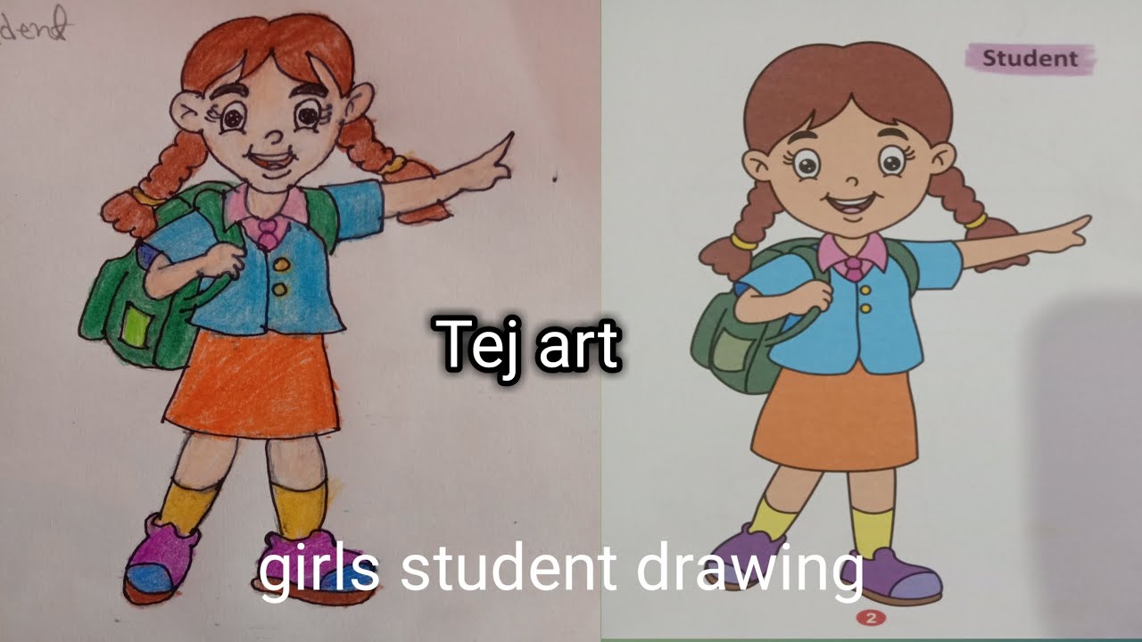girls drawing| girls student drawing| pencil colour easy drawing|# ...