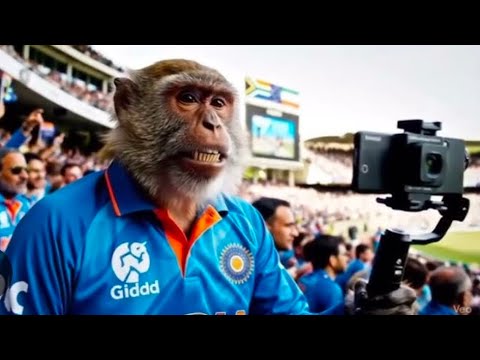 Monkey vlog monkey watching cricket match - YouTube