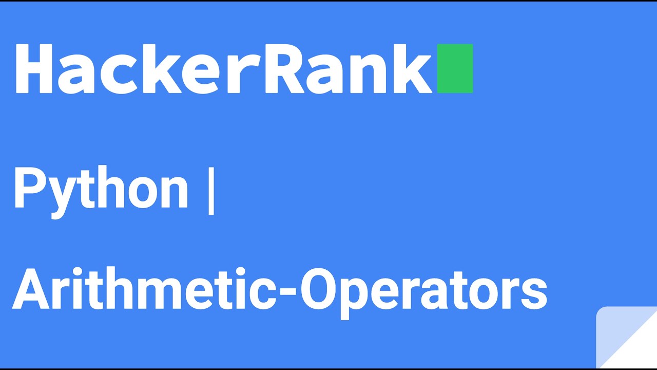 02 Python Arithmetic Operators Hackerrank Youtube 3711