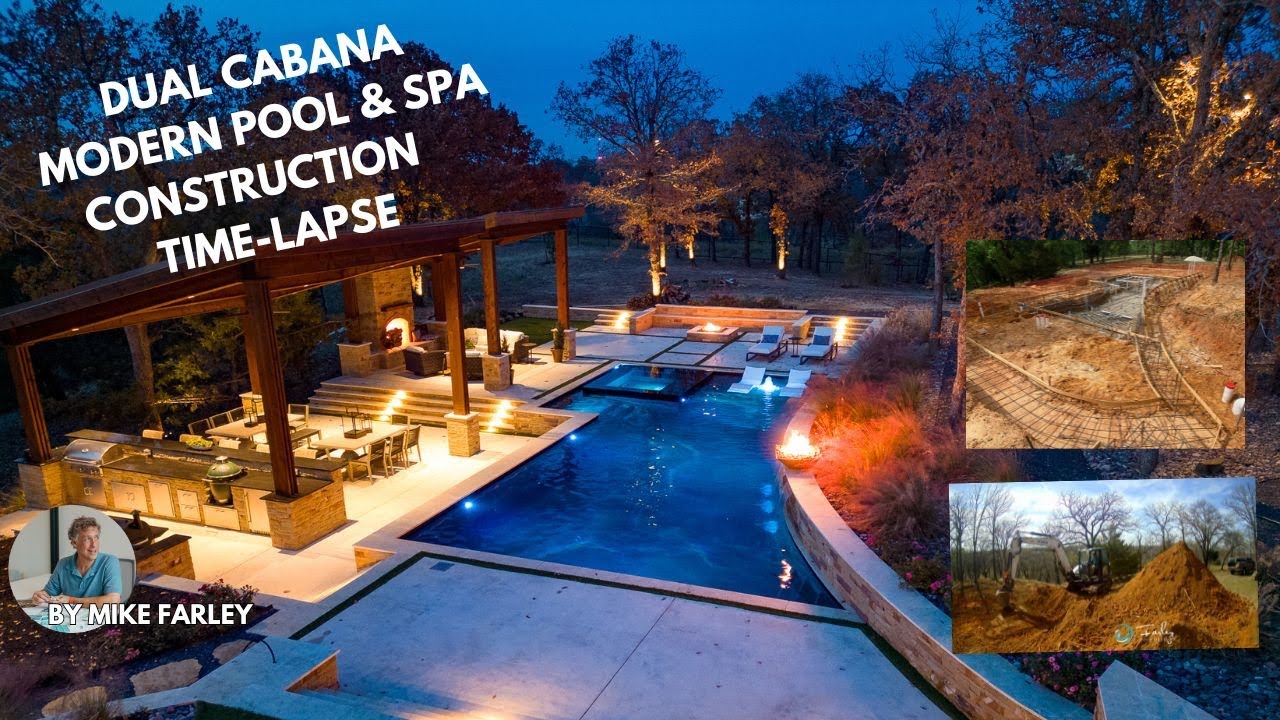 Dual Cabana Modern Pool & Spa Construction Time-Lapse by Mike Farley ...