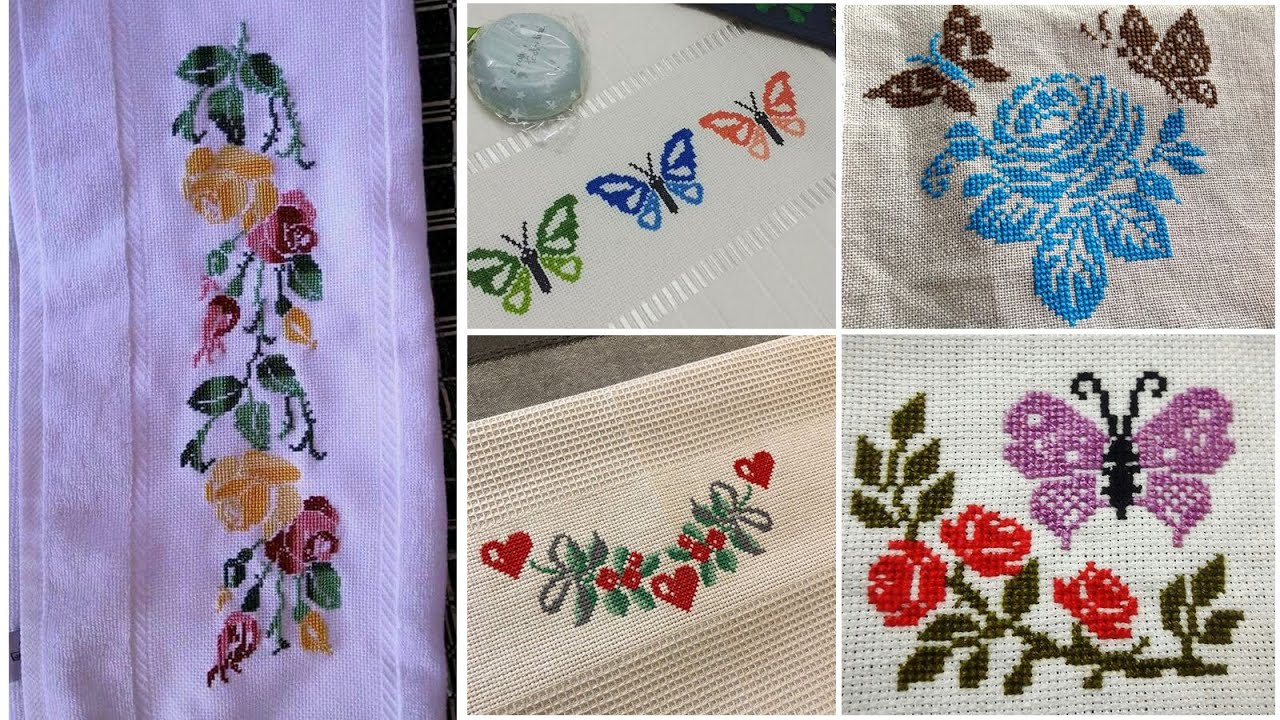 Amazing cross stitch flowers new pattern designs/ Stunning stitch - YouTube
