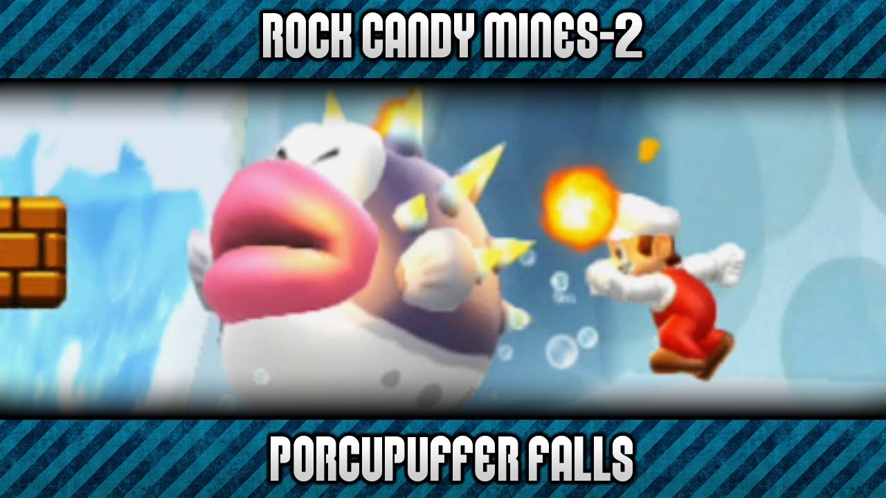 New Super Mario Bros. U 100% - Rock Candy Mines-2: Porcupuffer Falls ...
