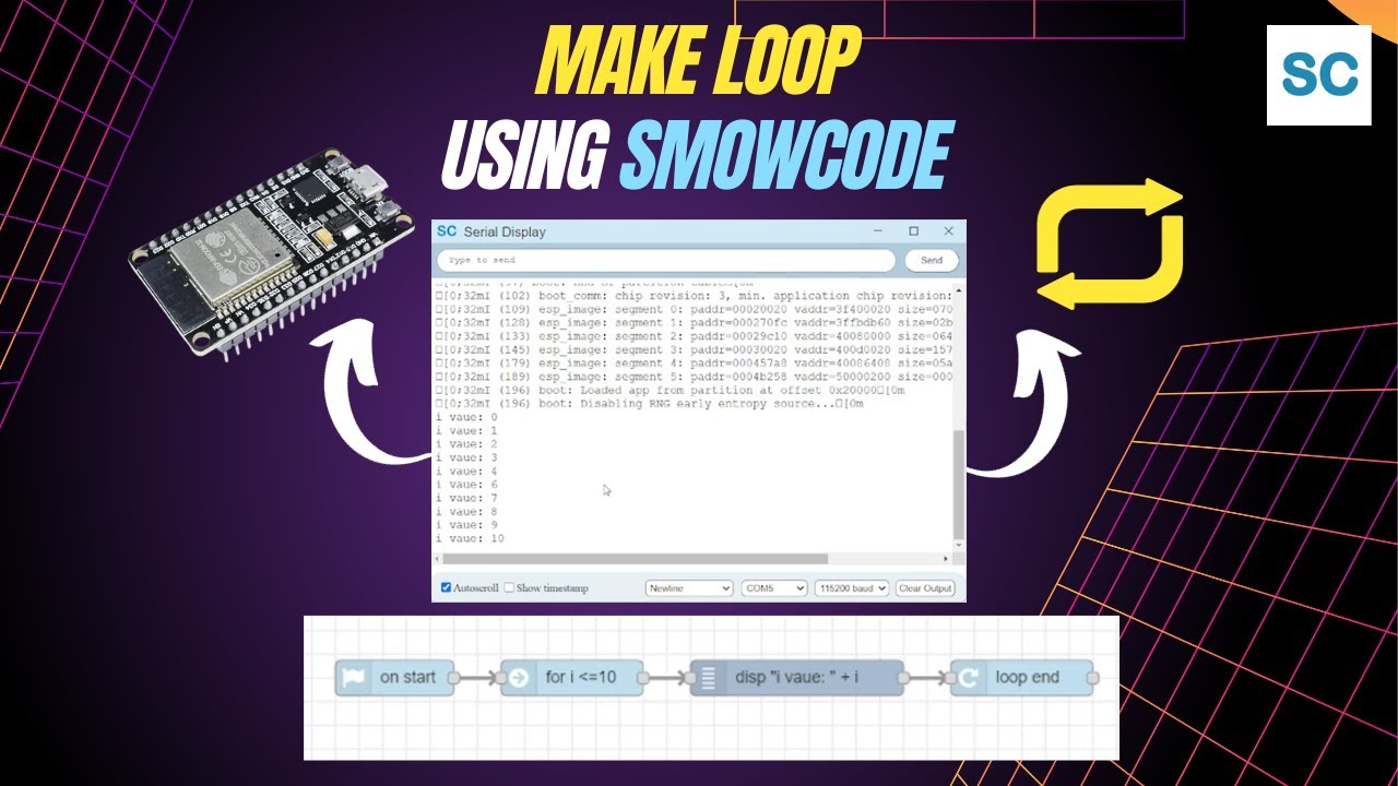Implementing Loops In Smowcode Project Tutorial On Esp32 Youtube 8913