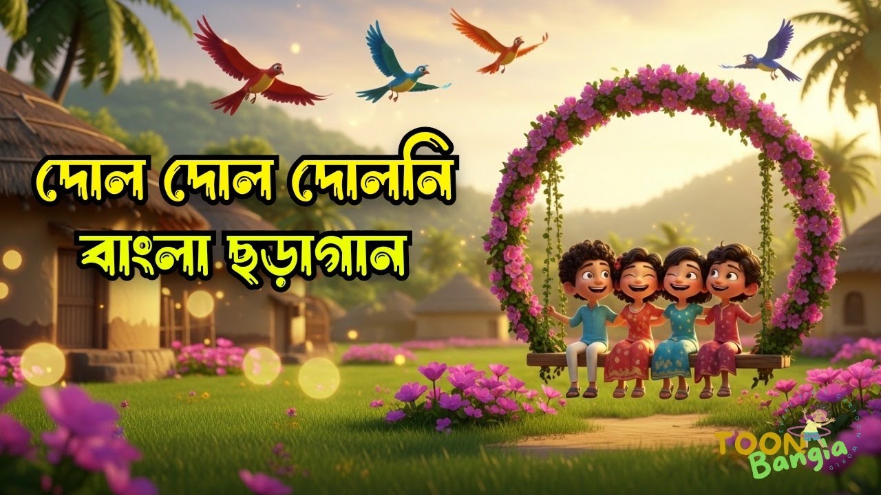 দোল দোল দোলনী | Dol dol doloni ranga mathay chiruni | Bengali Cartoon ...