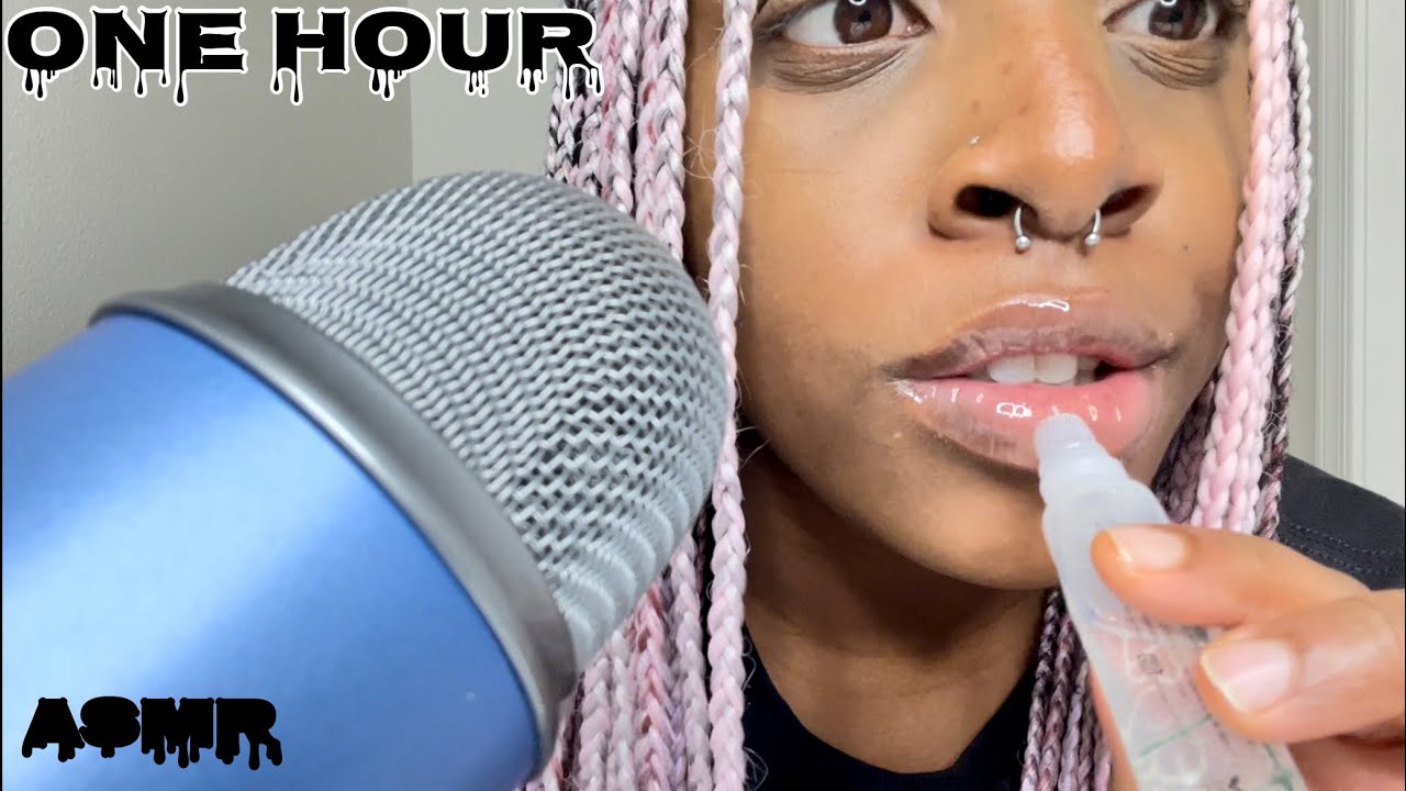 ASMR: ONE HOUR ~ Lipgloss Application & Pure Kisses w/ Gum ~ No Talking ...