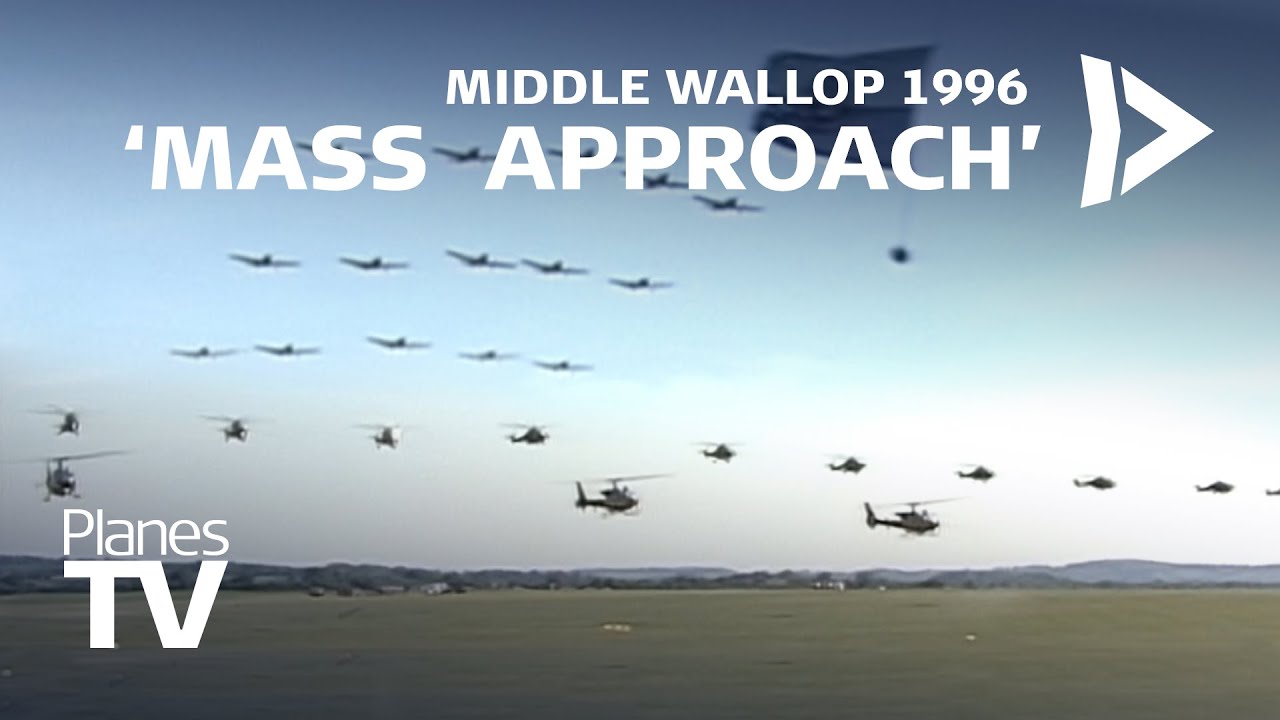 Middle Wallop Massed Helicopter Approach 1996 - 90 aircraft! - YouTube