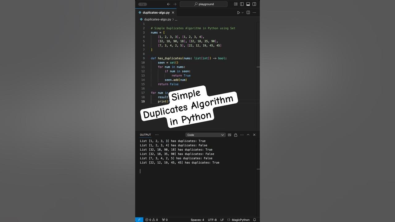 Simple Duplicates Algorithm in Python #python #coding #programming ...