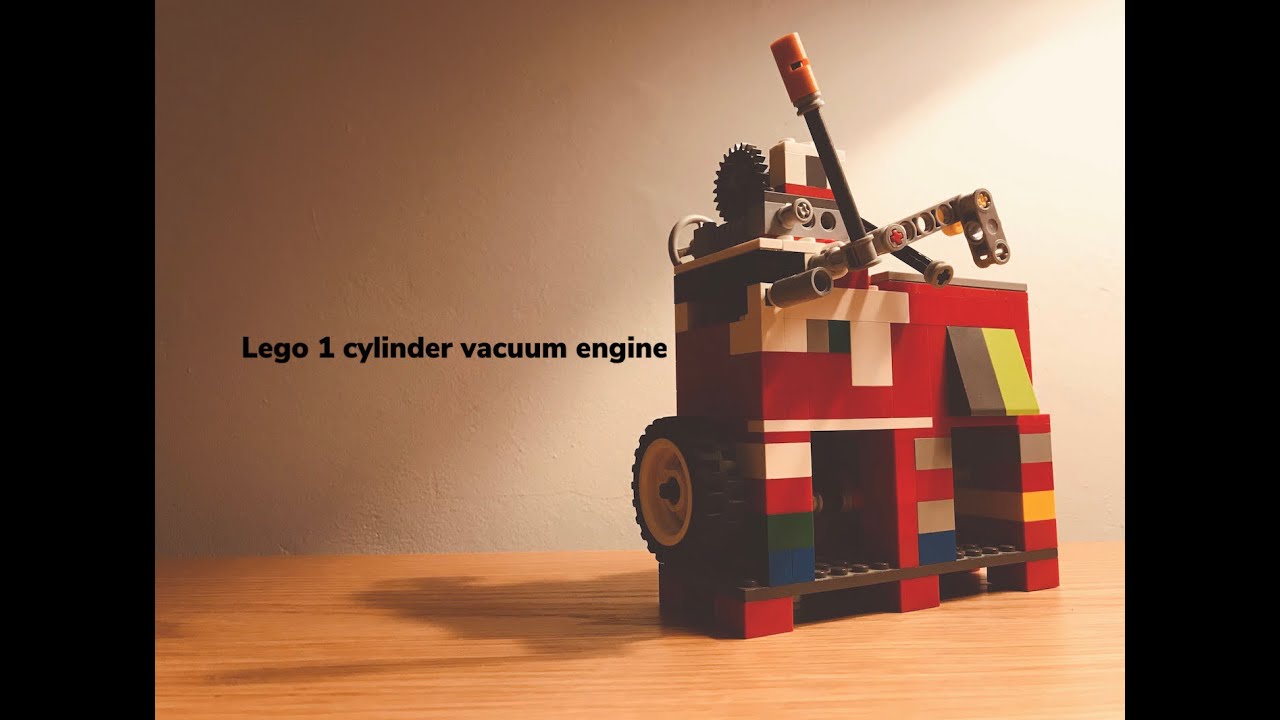Lego 1 cylinder vacuum engine new throttle design. - YouTube