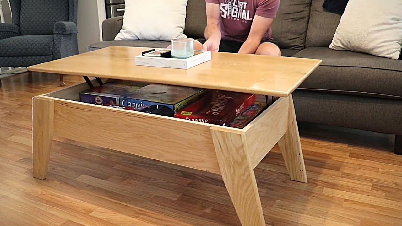 Making a Modern Coffee Table: Lift Top and Hidden Storage - YouTube