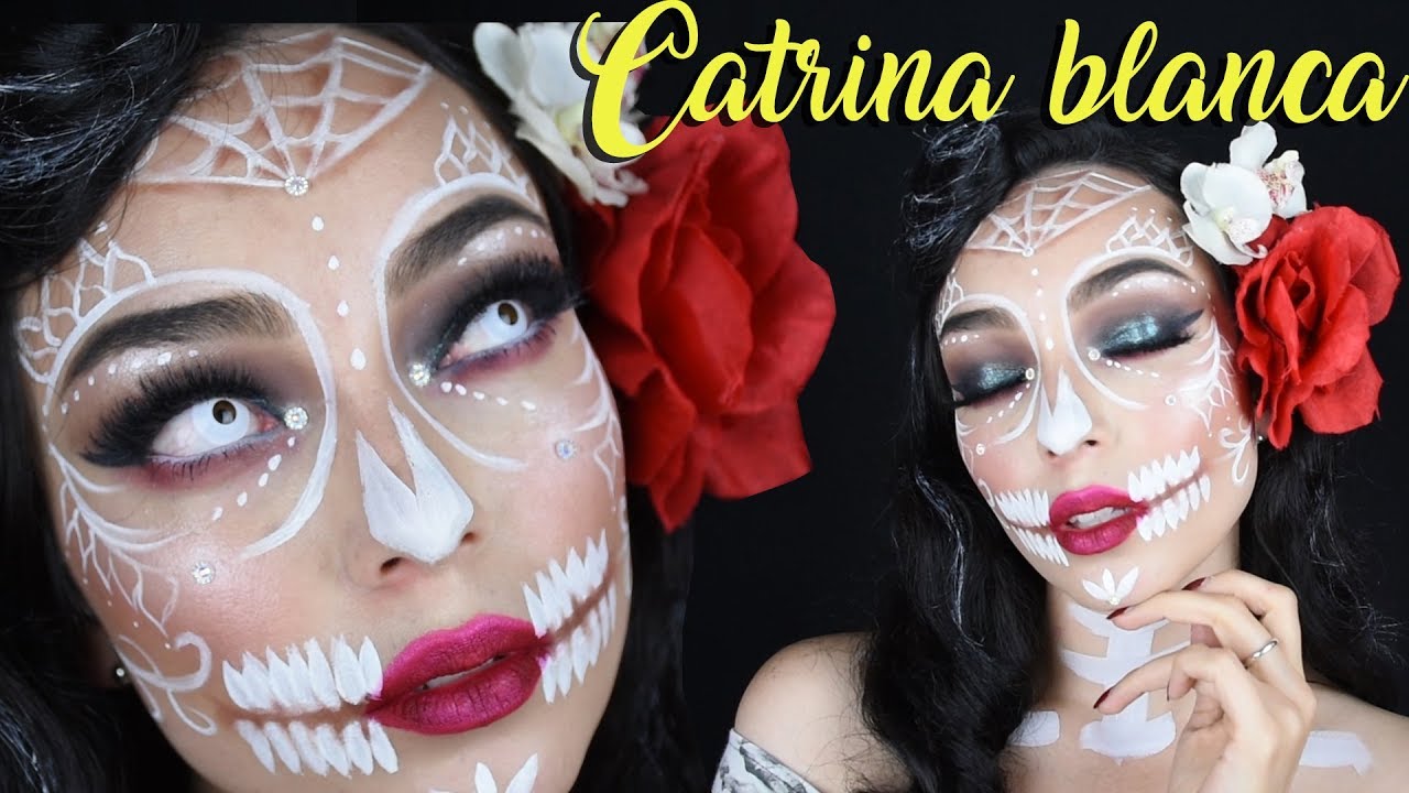 Catrina Blanca fácil / maquillaje dia de muertos / l.a girl - YouTube