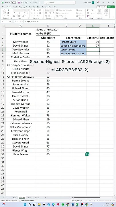 Find Highest, 2nd-Highest, Lowest & 2nd-lowest scores in Excel: MAX | LARGE | MIN | SMALL ...